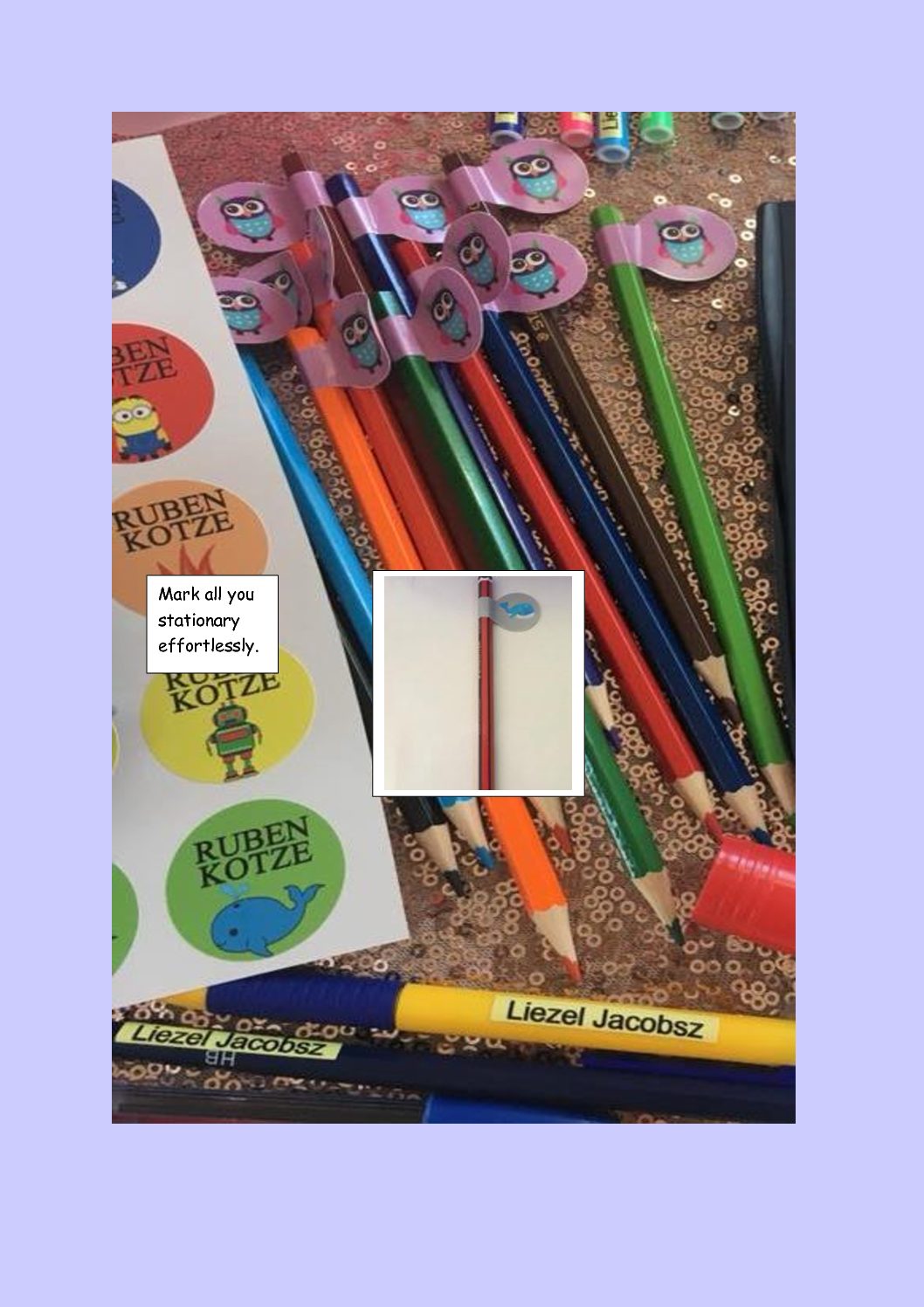 Pencil label with icon – Polkadotlabels